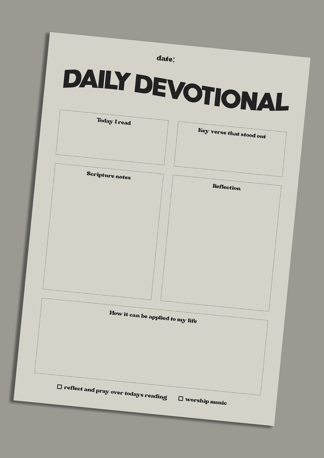 DAILY DEVOTIONAL PRINTABLE Digital Download Christian Printable Christian Journal Christian ...