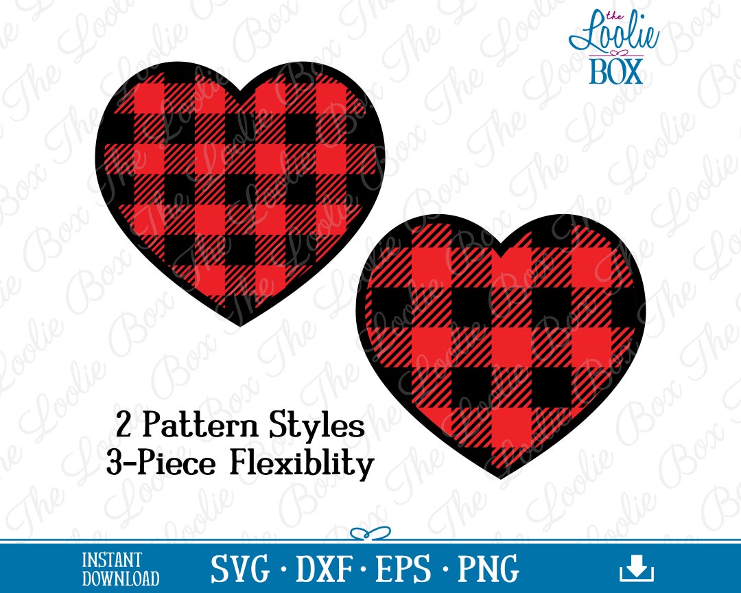 Buffel kariertes Herz SVG Buffalo Check SVG Herz SVG Ich liebe SVG I ...