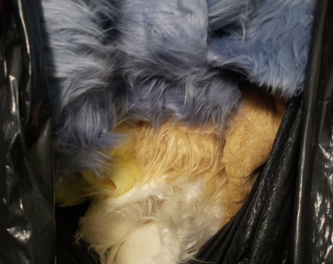Huge Bag of Luxury Fur Fabric Scraps and 2 Yards of Blue and Caramel ...