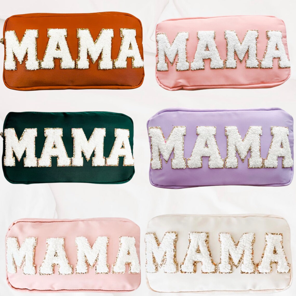 Mama Bag Chenille Varsity Letter Waterproof Nylon Cosmetic - Etsy