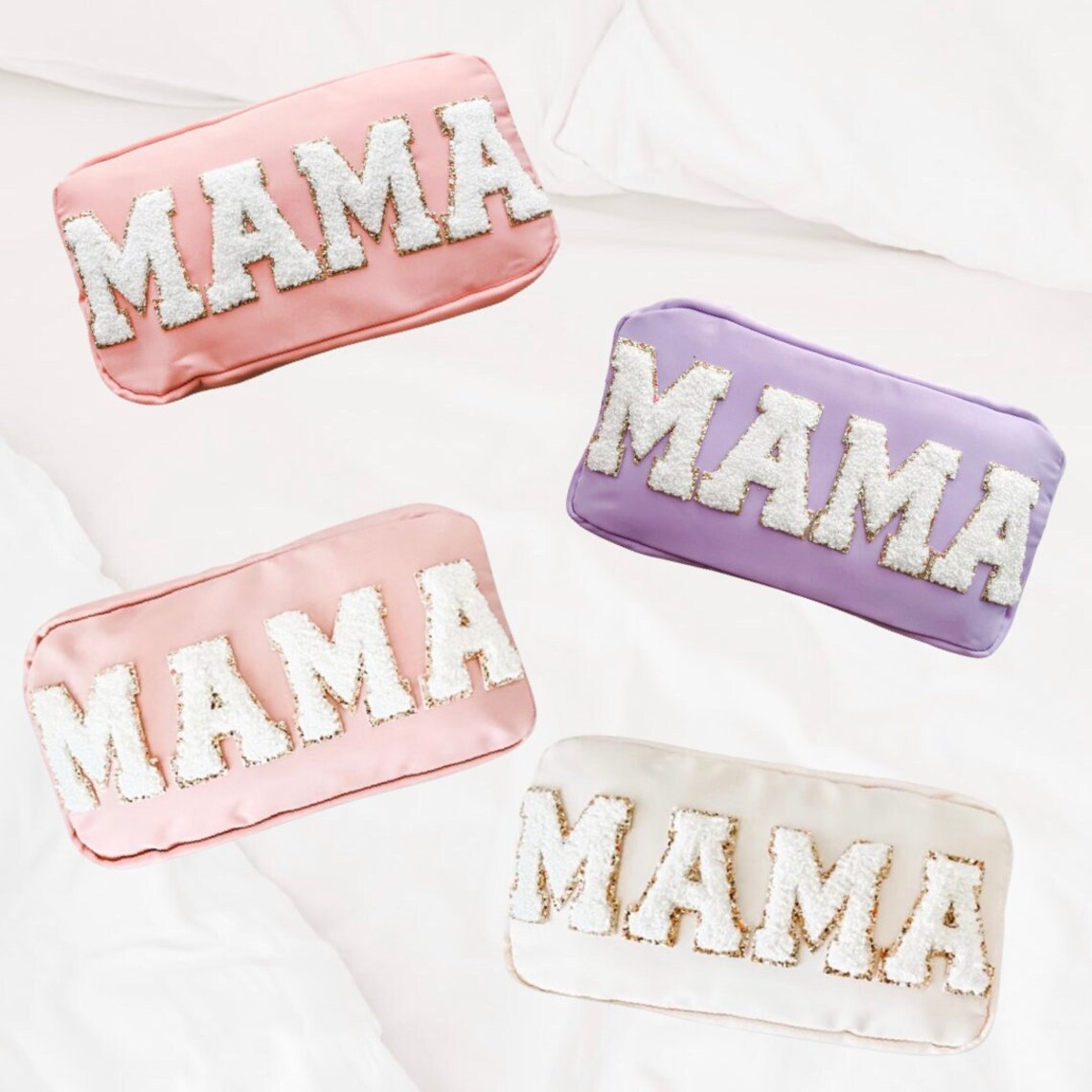 Mama Bag Chenille Varsity Letter Waterproof Nylon Cosmetic - Etsy