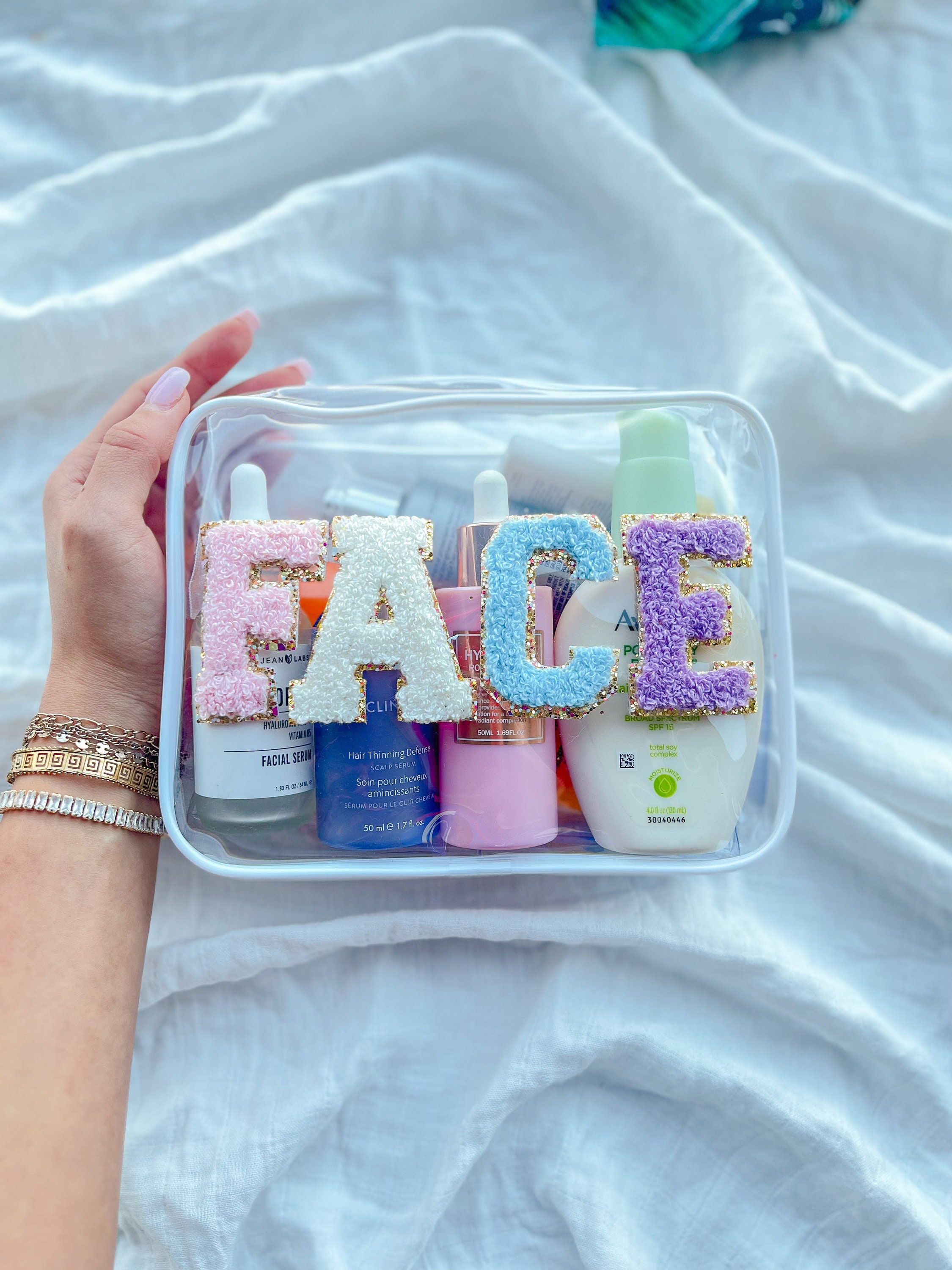 Sun Swim Bag Beach Bikini SPF Clear Pouch Bag Clear Letter Patch Hair ...