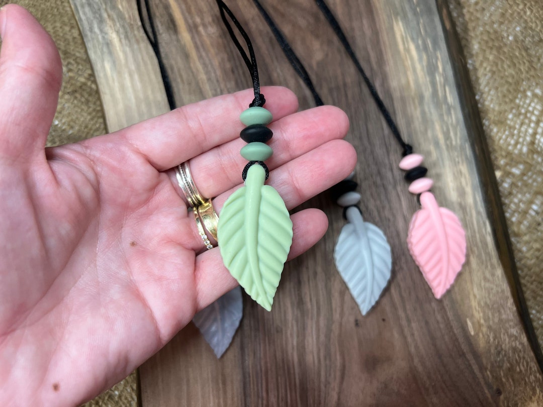 Leaf Chewlery Pendant, Adhd, Autism, Anxiety Necklace, Sensory Necklace ...