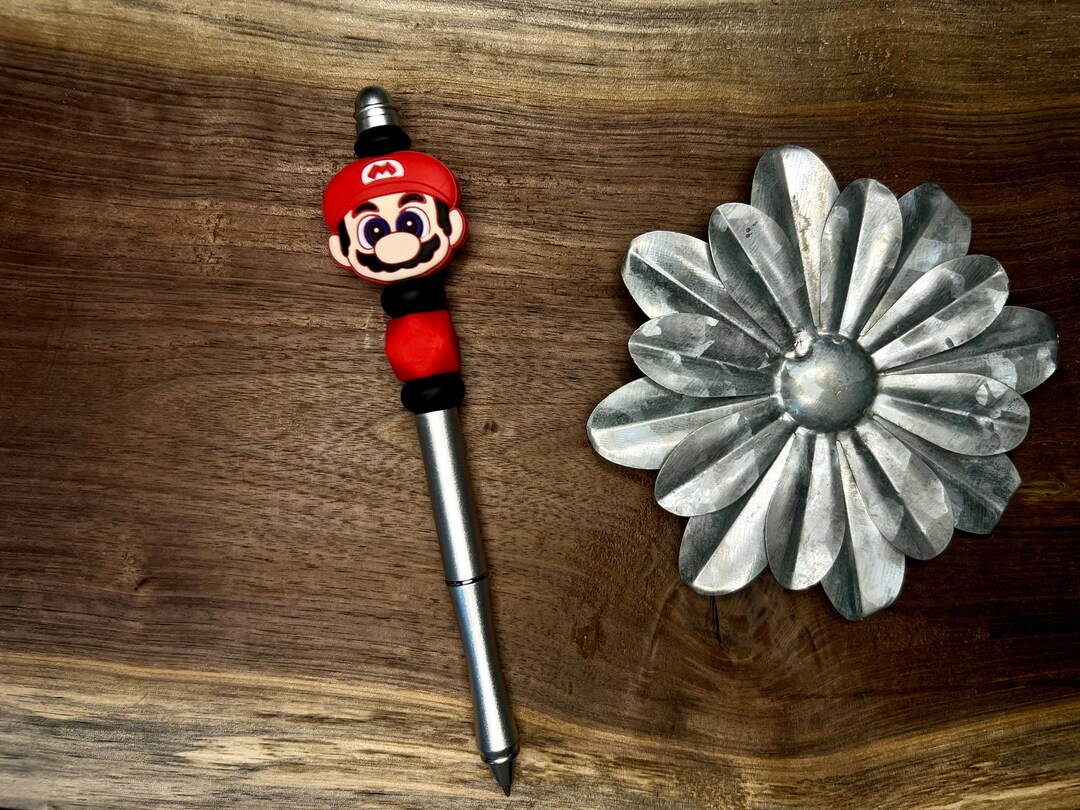 Mario Beaded Pen, Gamer Fidget Pen, Metal Pen Beaded, the Plumber Guy ...