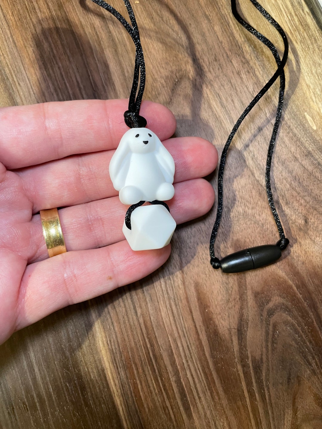 Adult Mini Bunny Rabbit Chewelry Pendant, Adhd, Autism, Fidget Necklace ...