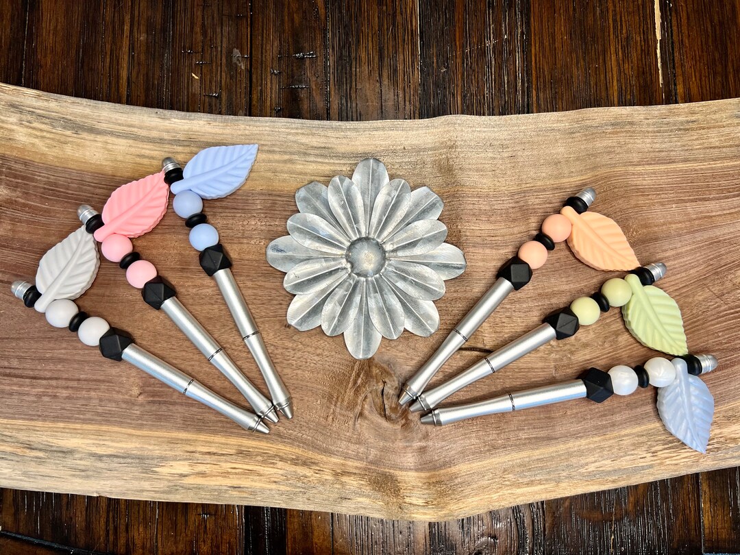 Silicone Leaf Beaded Fidget Pen, Metal Casing, Fun Fidget Pen, Unique ...