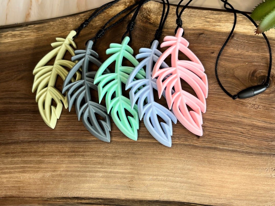Feather Chewelry Pendant, Adhd, Autism, Anxiety Necklace, Sensory ...