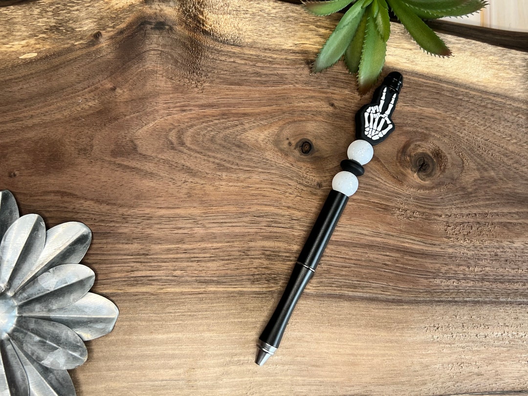 Skull Finger Beaded Pen, Skull Fidget Pen, Metal Pen Beaded, Skeleton ...
