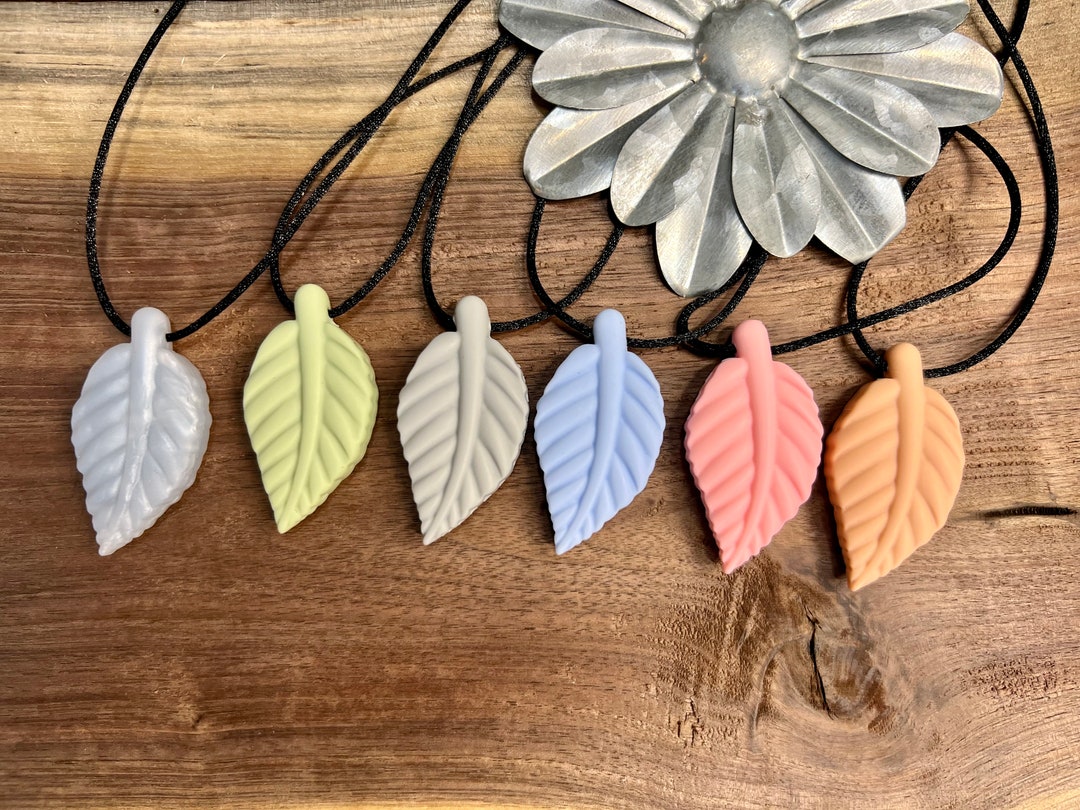 Leaf Chewlery Pendant, Adhd, Autism, Anxiety Necklace, Sensory Necklace ...