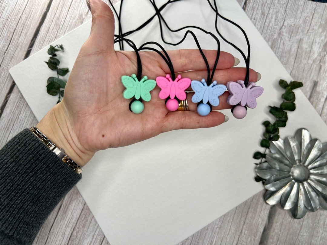 Adult Fidget Butterfly Silicone Chewelry Pendant Gift Set, Adhd, Autism ...