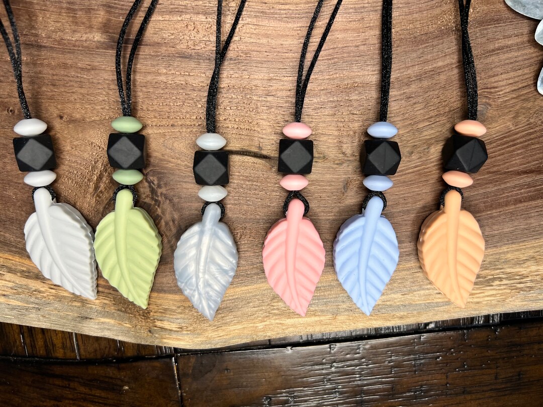 Leaf Chewlery Pendant, Adhd, Autism, Anxiety Necklace, Sensory Necklace ...