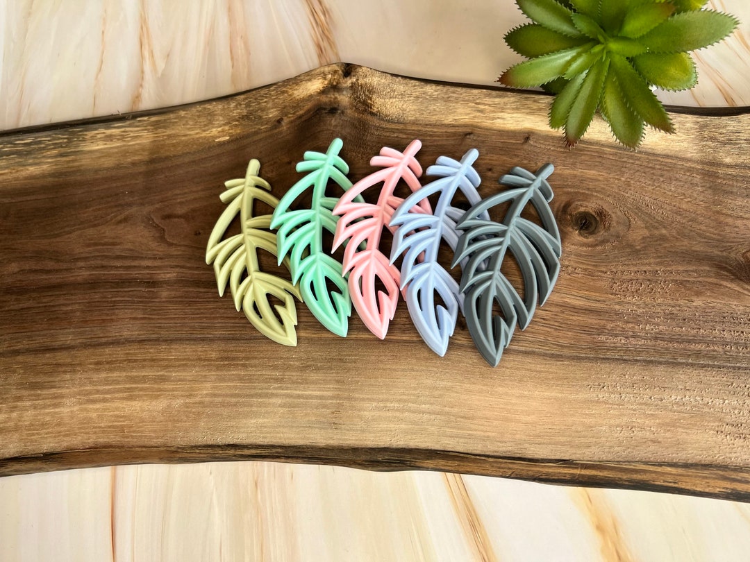 Feather Teether Silicone, Feather Leaf, Baby Teether, Baby Shower Gift ...