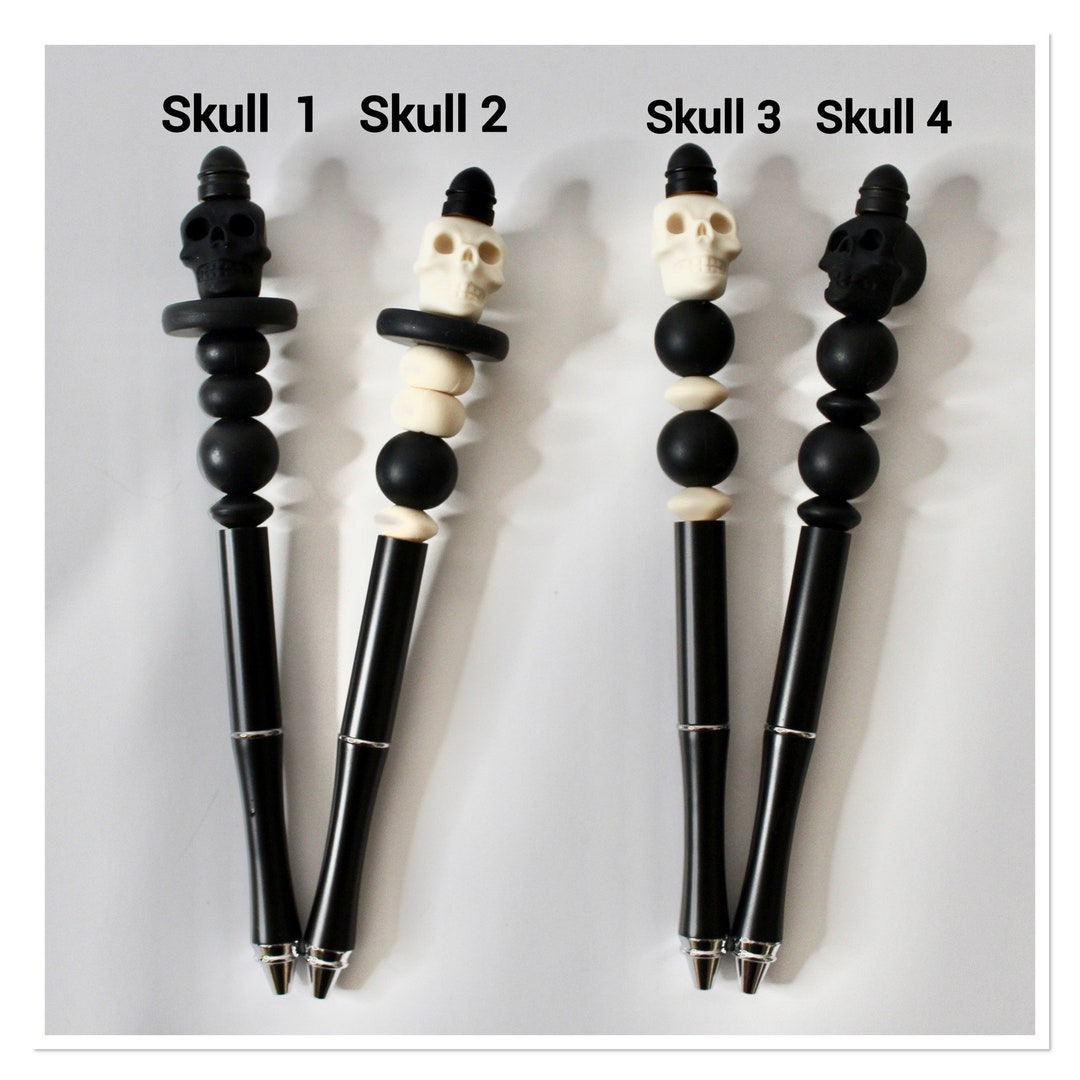 Beaded Pen, Skull Fidget, Metal Pen Beaded - Etsy