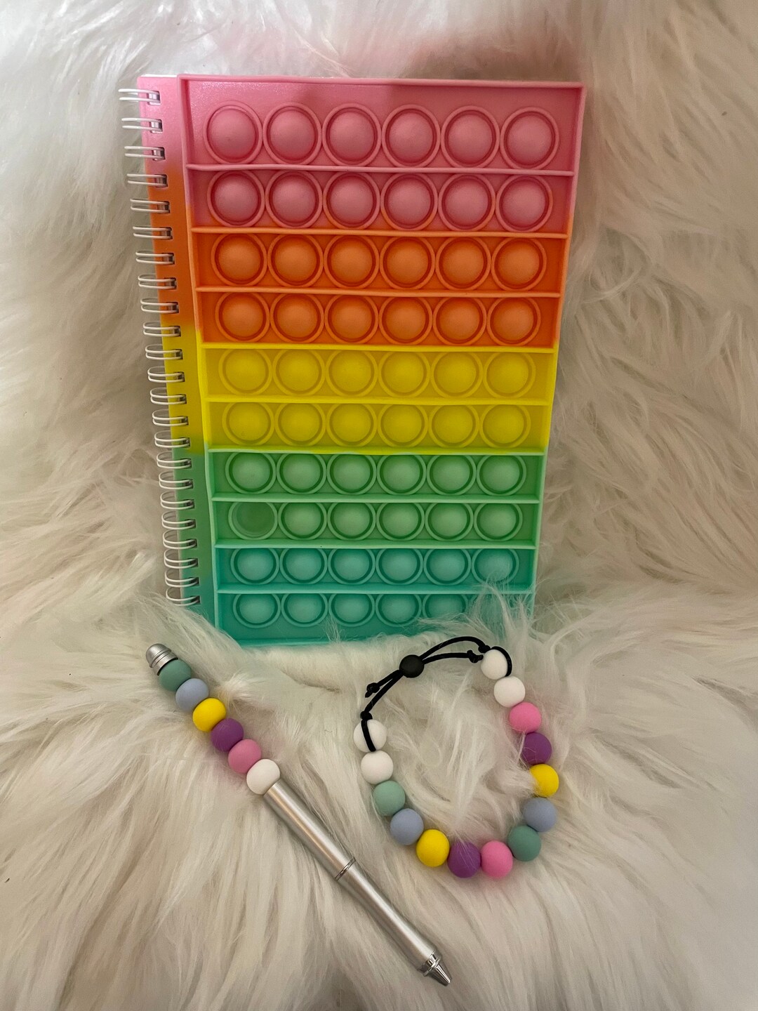 Silicone Pop It Notebook Gift Set , Notebook, Bracelet and Pen. - Etsy