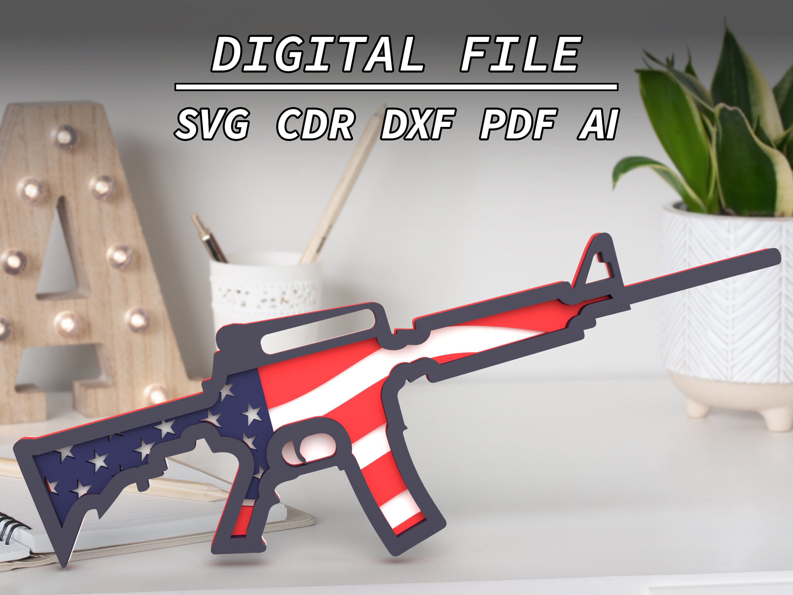 M4 M16 Rifle American Flag Layered SVG Laser Cut File - Etsy UK