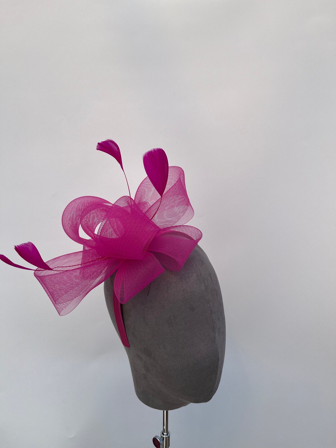 New Cerise Pink Wide Loop Mesh Fascinator Headband and Clip With Added ...