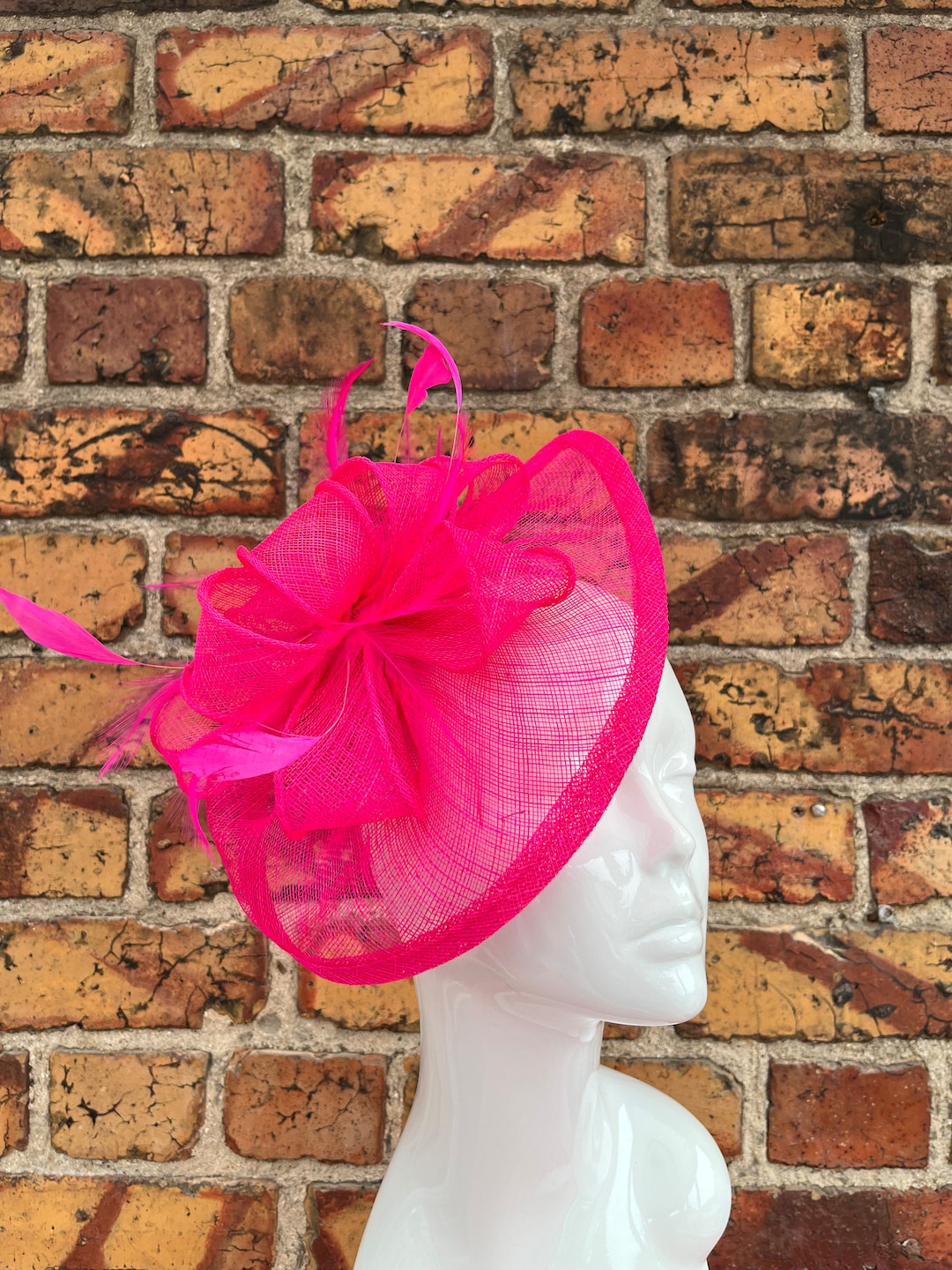New Bright Cerise Pink Sinamay Loop Teardrop Fascinator Headband With ...