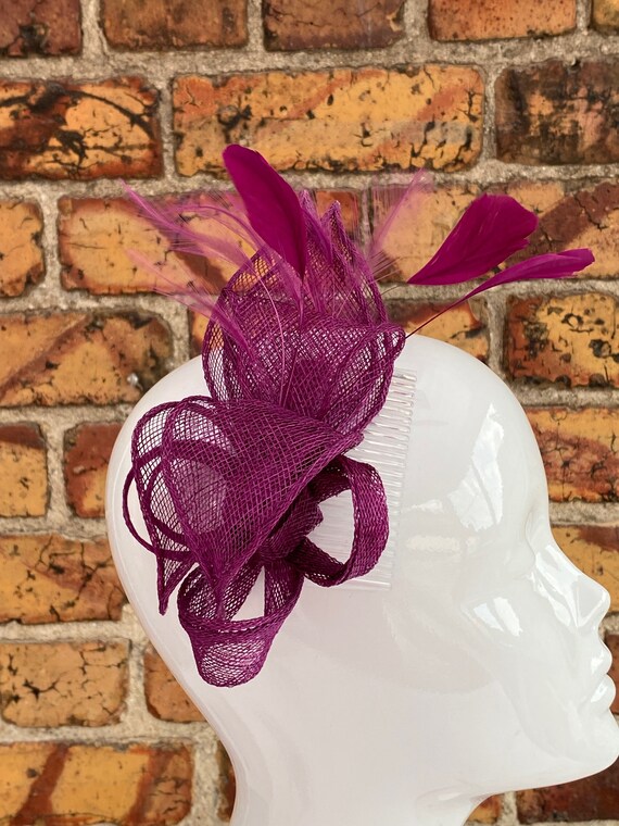 New Grape Purple Sinamay Loop and Petal Comb Fascinator With - Etsy UK