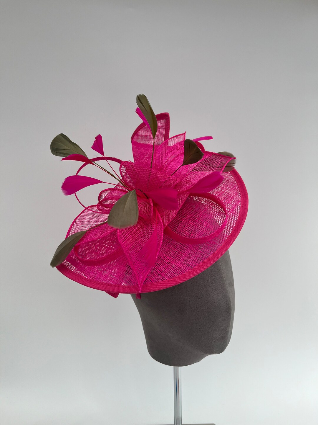 Bright Cerise Pink Looped Fascinator Hatinator Headband With Added ...