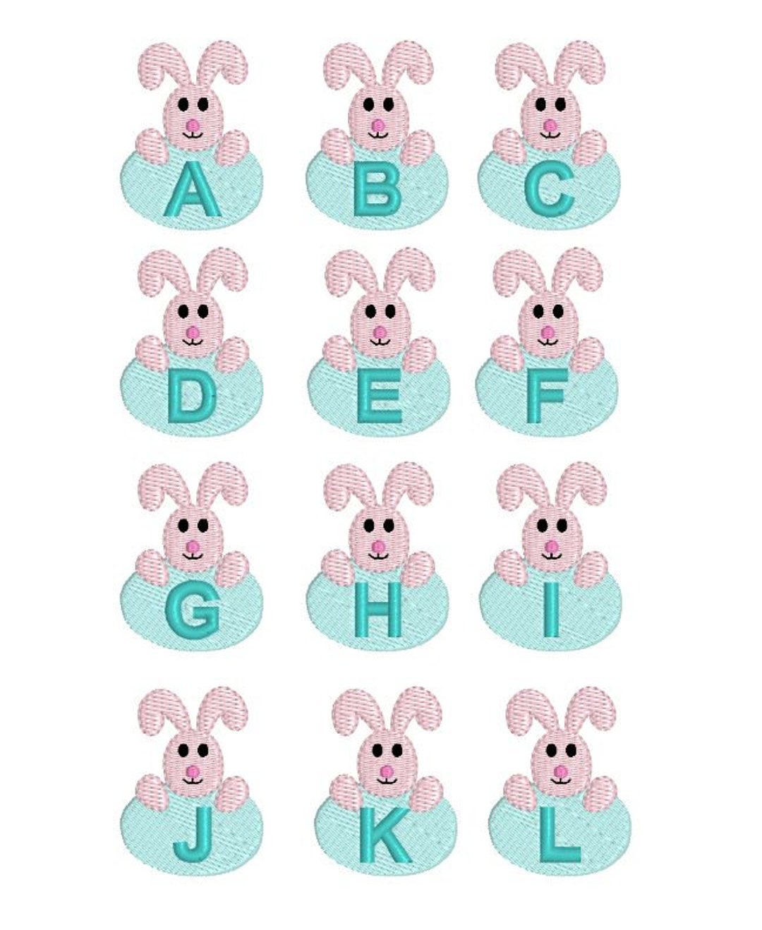 Easter Bunny Alphabet Embroidery Design, BX Included - Etsy