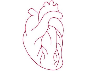 Anatomical Heart Embroidery Design, Human Heart Embroidery Pattern ...