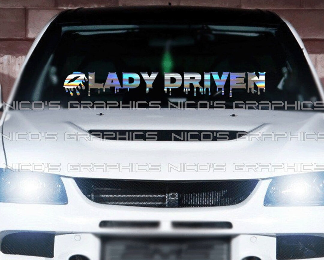 Lady Driven Windshield Graphic Decal Car Sticker Banner JDM Vinyl ...