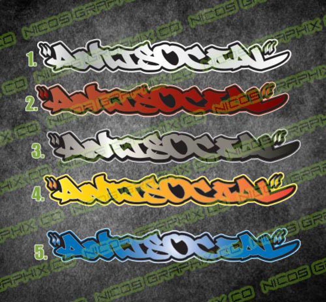 Antisocial Graffiti Vinyl Decal - Car, Truck, JDM, KDM - Etsy