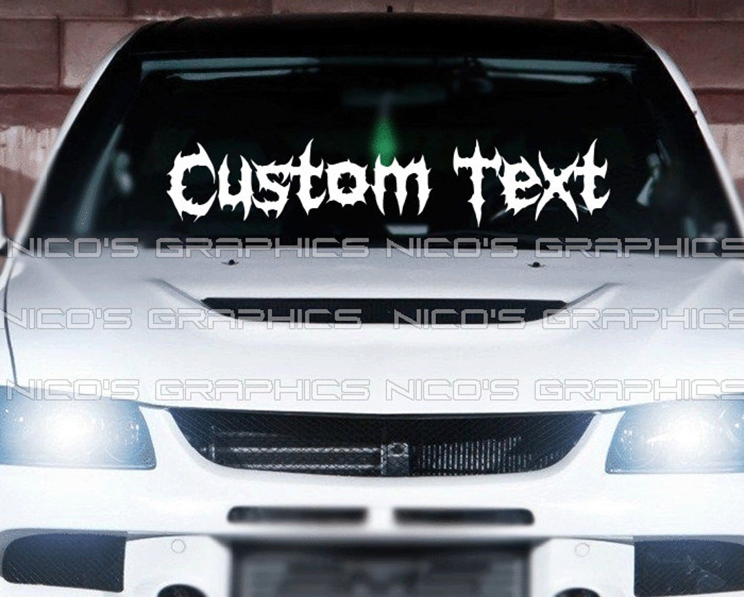 Custom Text Windshield Decal: Evil Beast Style Car Sticker - Etsy