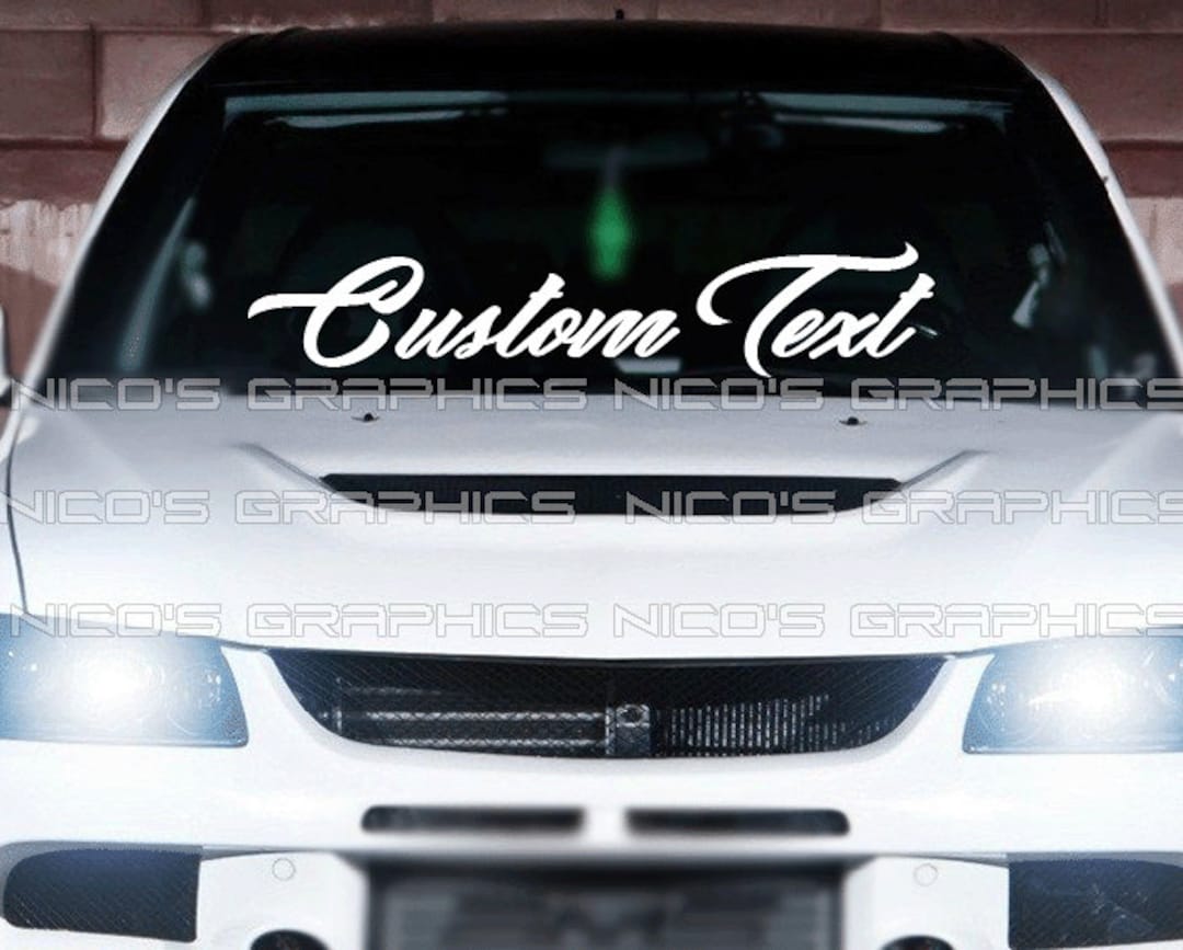 Custom Text Bold Script Windshield Graphic Decal Car Sticker Banner JDM ...