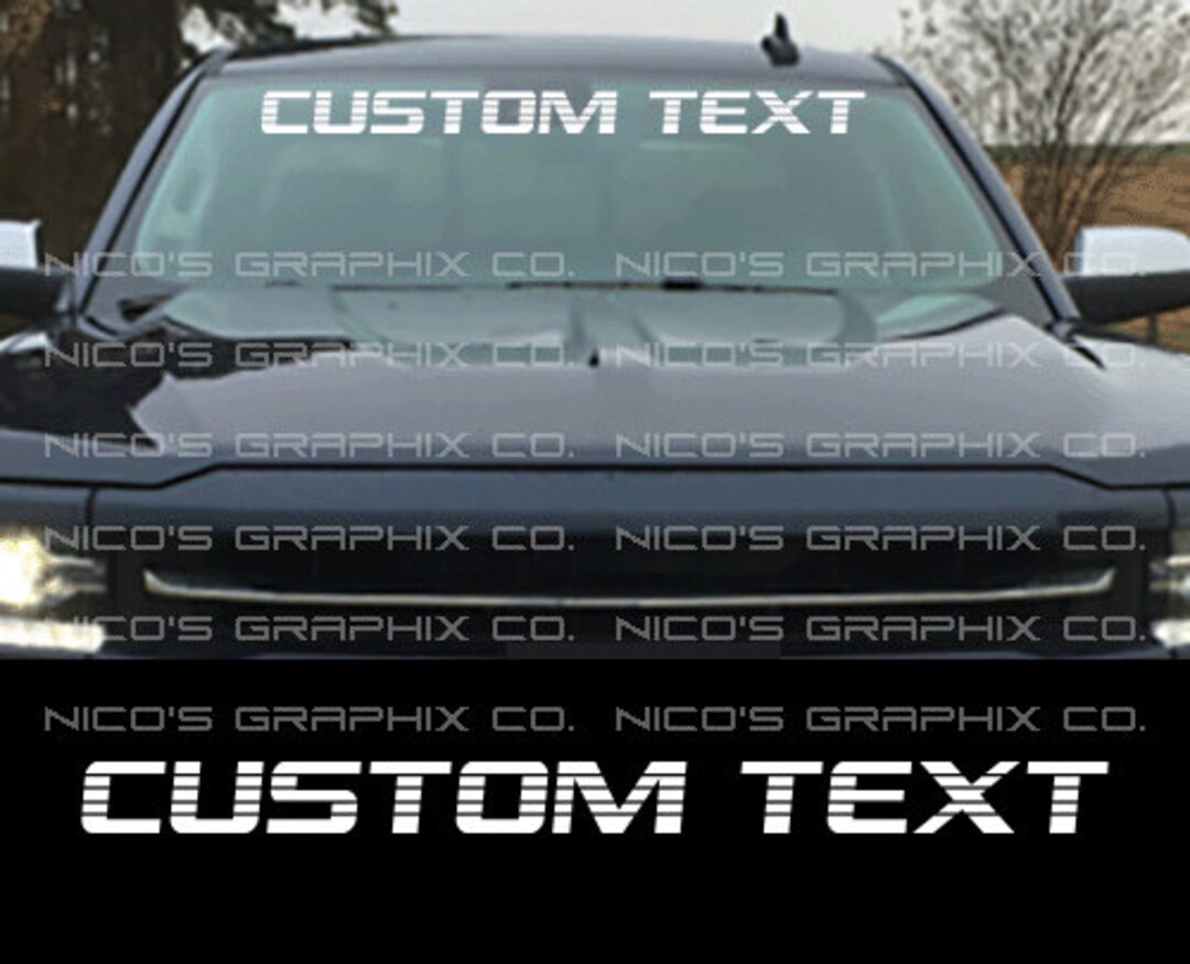 Custom Personalized Text Lettering Windshield Vinyl Decal Sticker ...