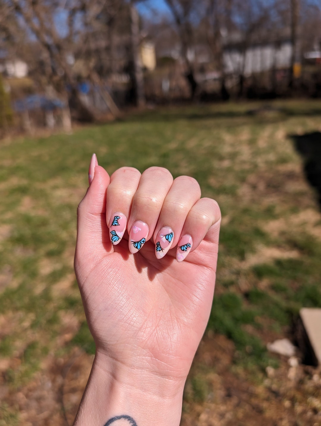 Blue Sky Press on Nails - Etsy