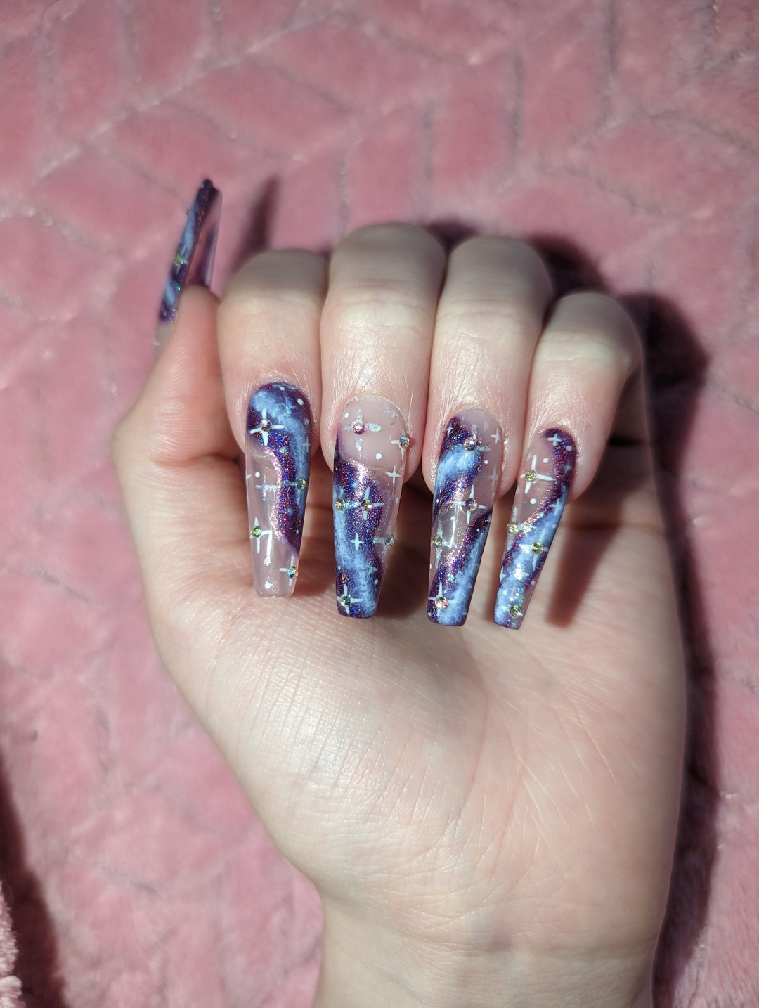 Milky Way Press on Nails - Etsy