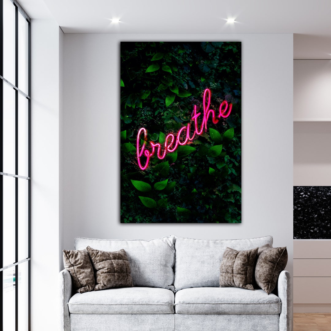 Breath Sign. Large Canvas Wall Art. Modern Wall Art. Inspirational Wall ...
