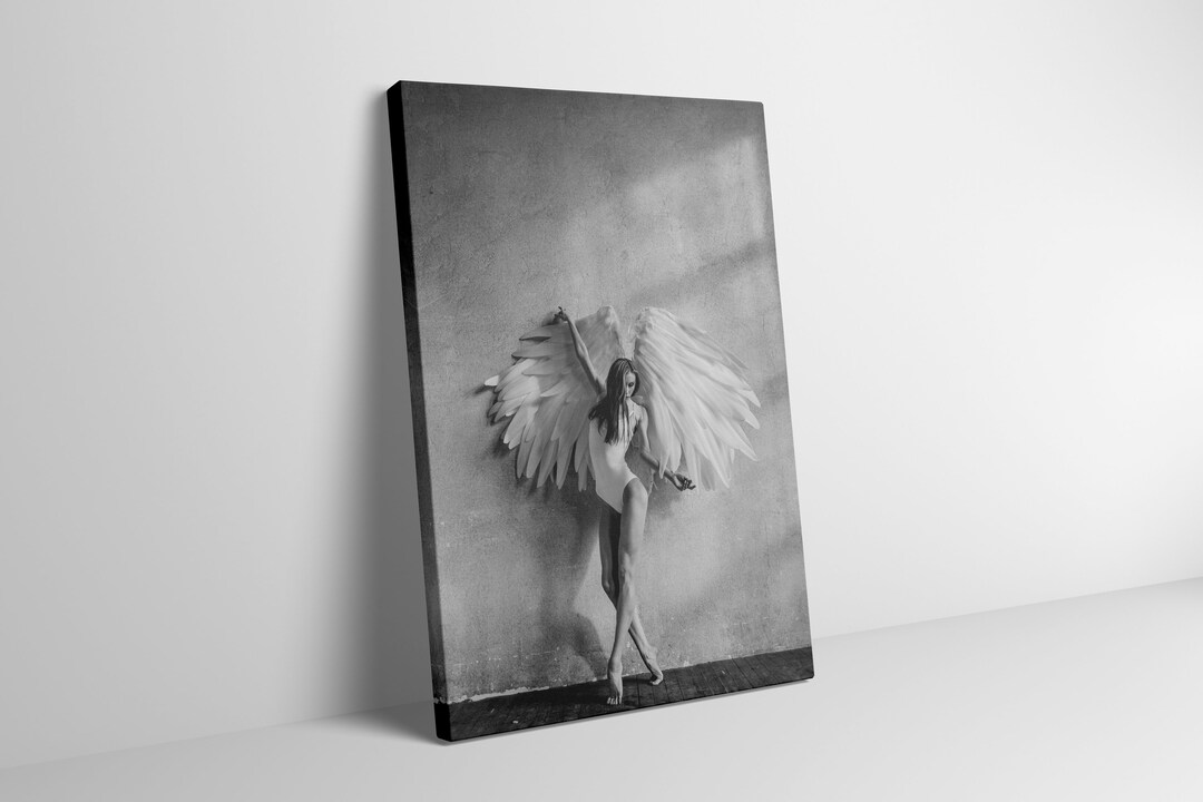 Angel Woman Posing in Studio. Fashion Illustration. Watercolor Painting ...