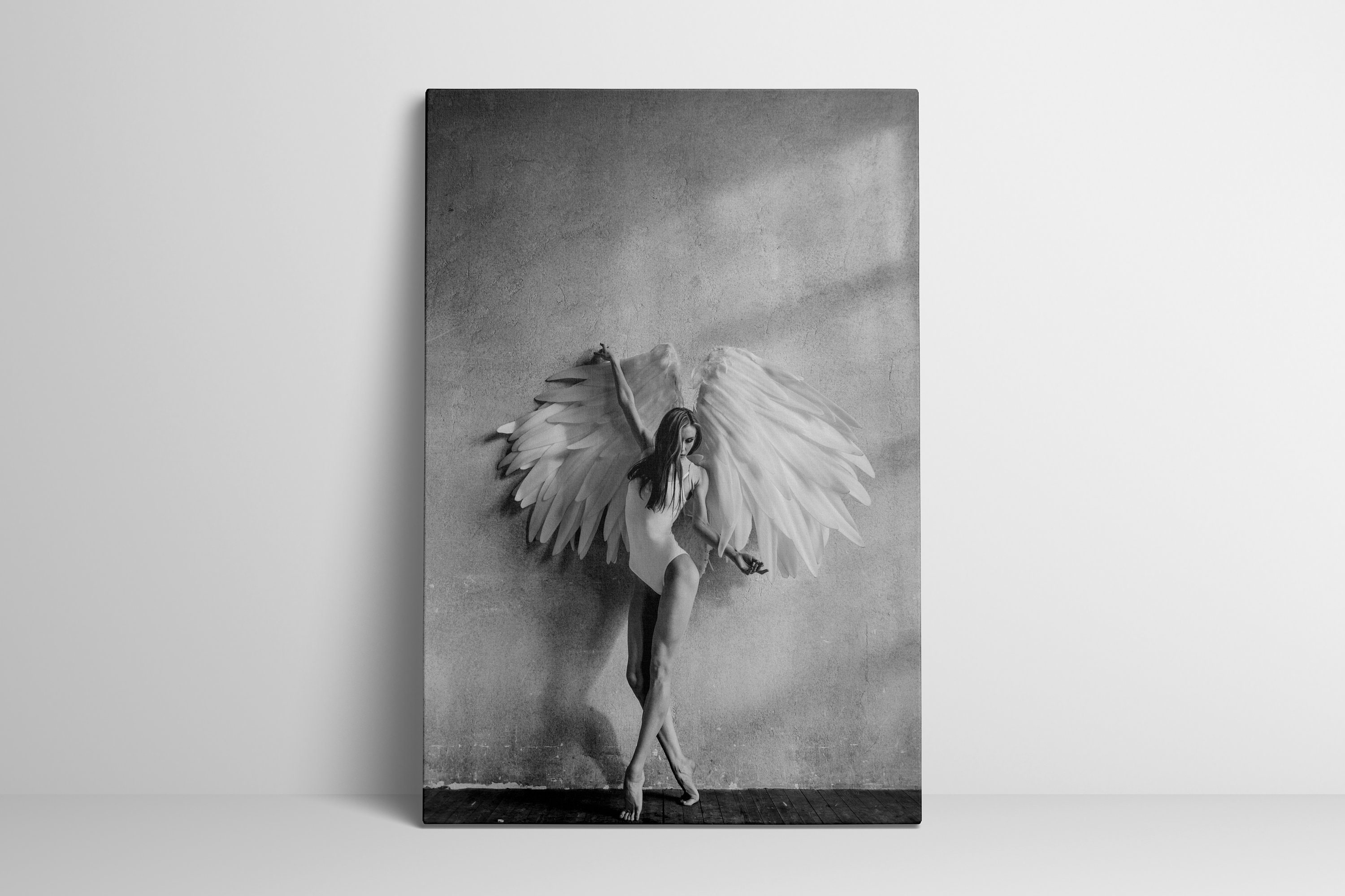 Angel Woman Posing in Studio. Fashion Illustration. Watercolor Painting ...