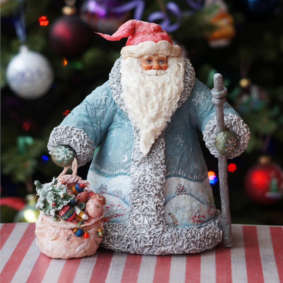 Christmas Doll Ded Moroz / 9 Height Cotton Wool Santa Claus / Hand Made ...