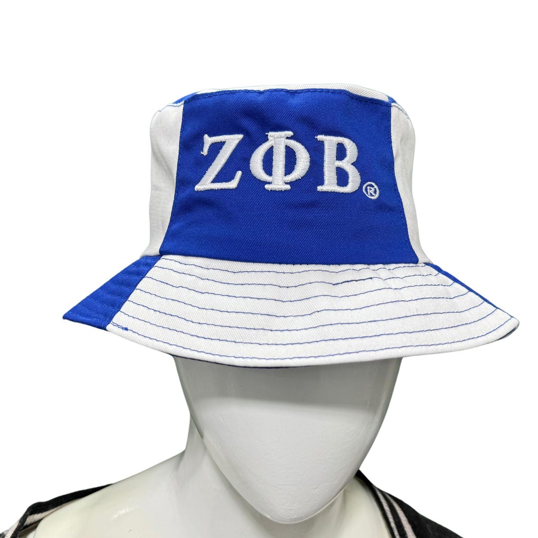 Zeta Phi Beta Color Block Bucket Hat Royal Blue Sorority Wide-brim Hat ...