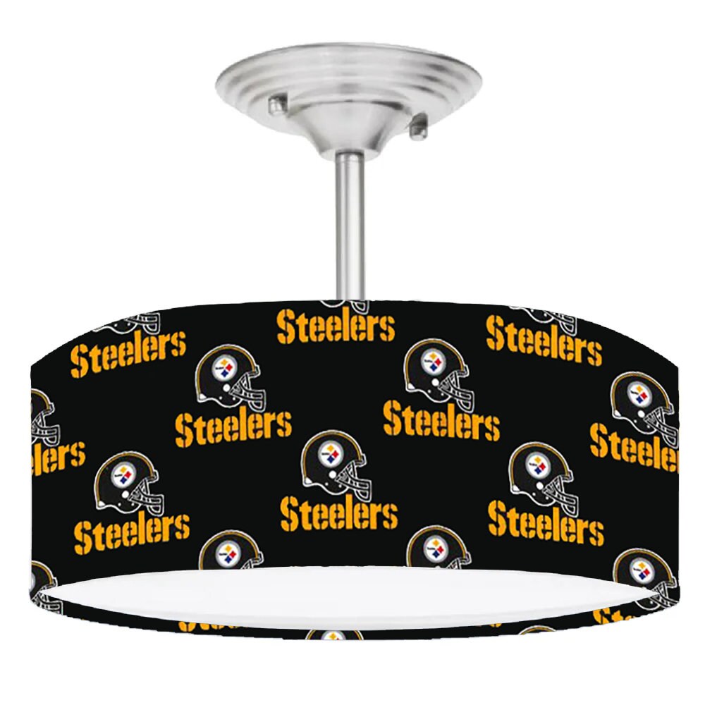 Pittsburgh Steelers NFL Football 2-light Brushed Nickel Drum LED Lamp ...