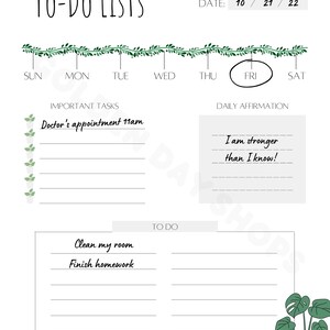 Minimalist to Do List and Calendar PDF and PNG Printable and Digital ...