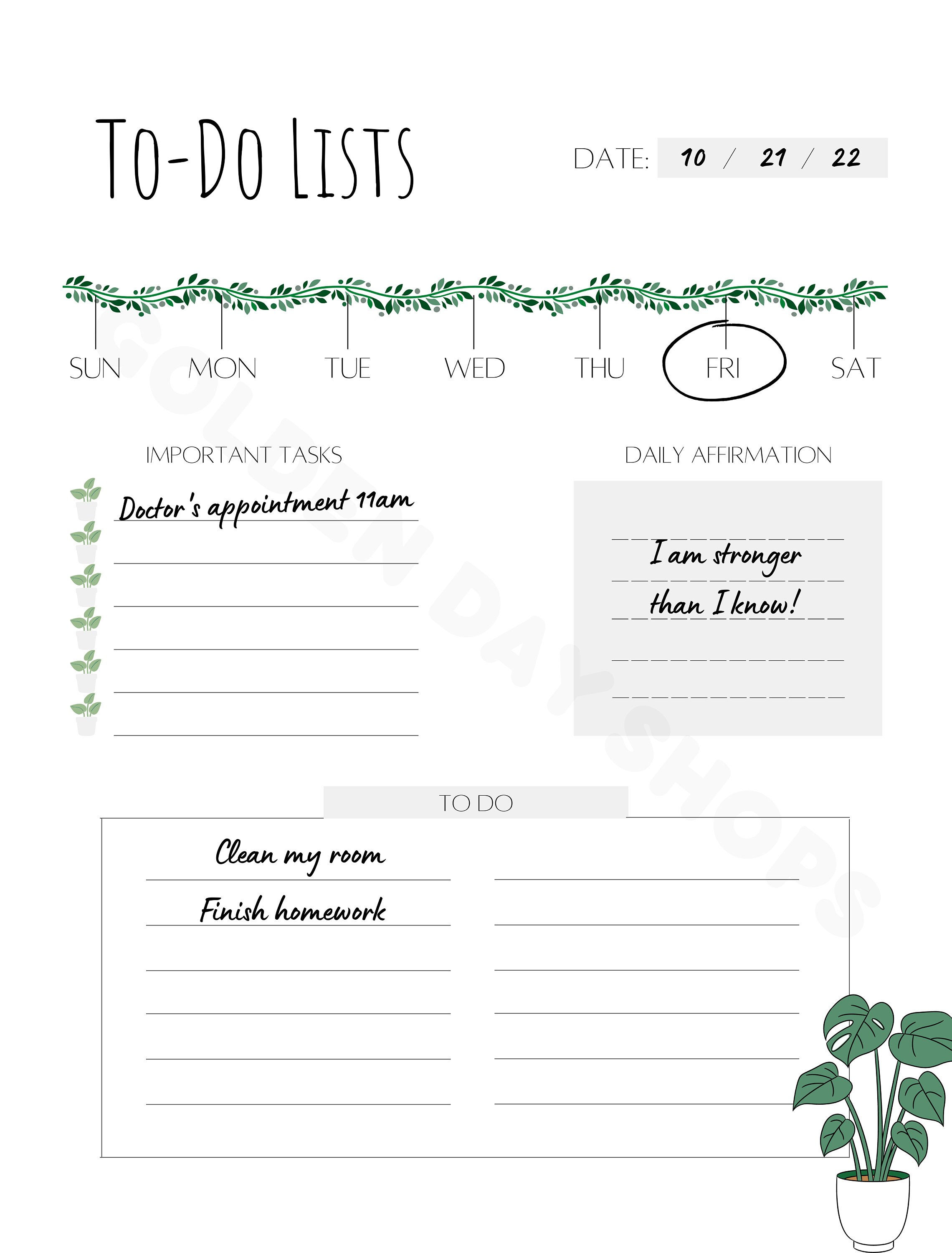 Minimalist to Do List and Calendar PDF and PNG Printable and Digital ...