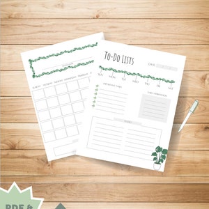 Minimalist to Do List and Calendar PDF and PNG Printable and Digital ...