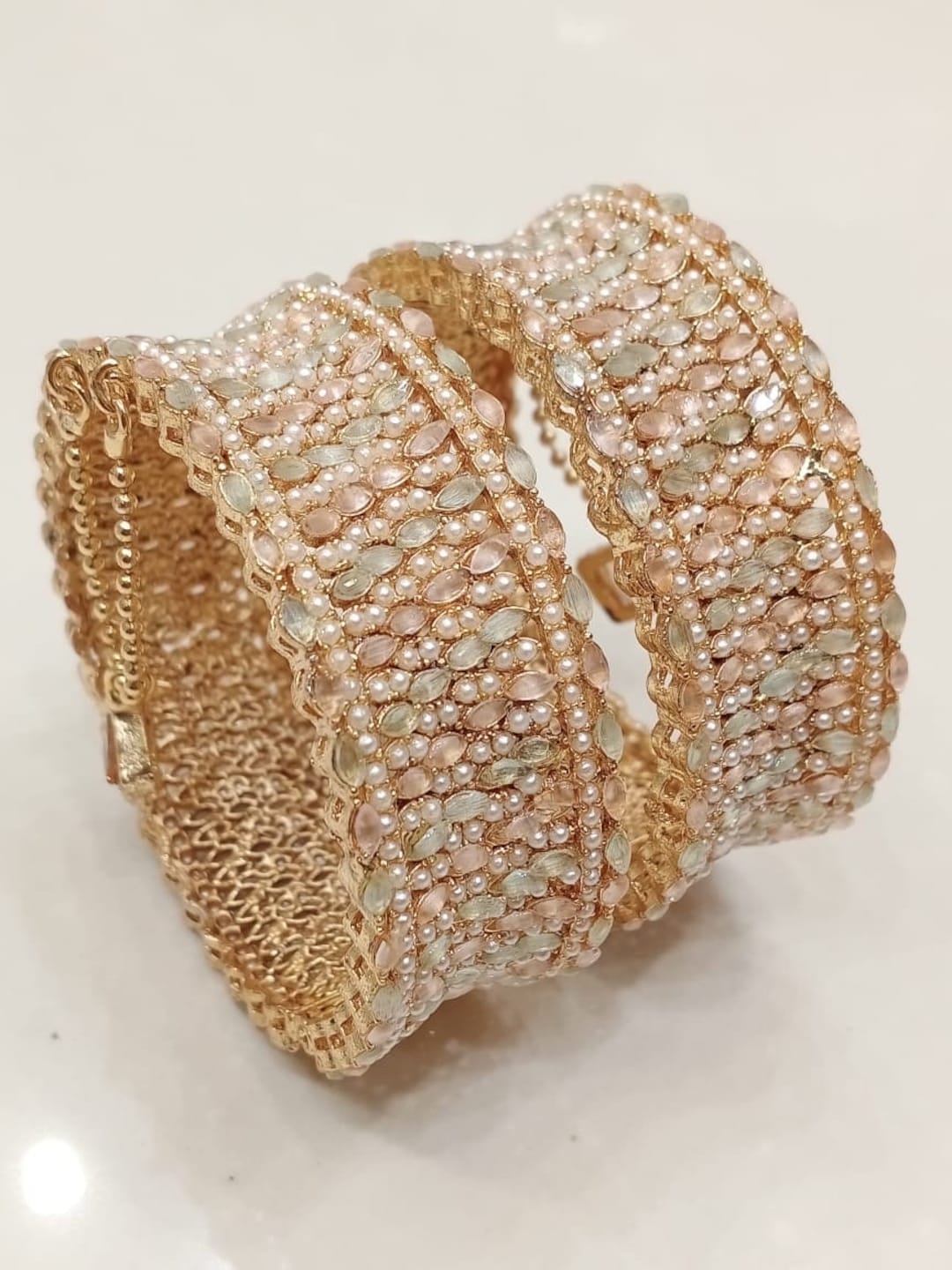 Nauratan Bangles | Gold Tone Kada Pair, Indian Pakistani Jewelry - Etsy