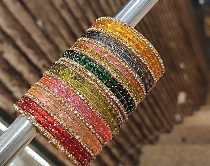 Glass Bangles Set | Indian Pakistani Bridal Bollywood Style Jewelry ...