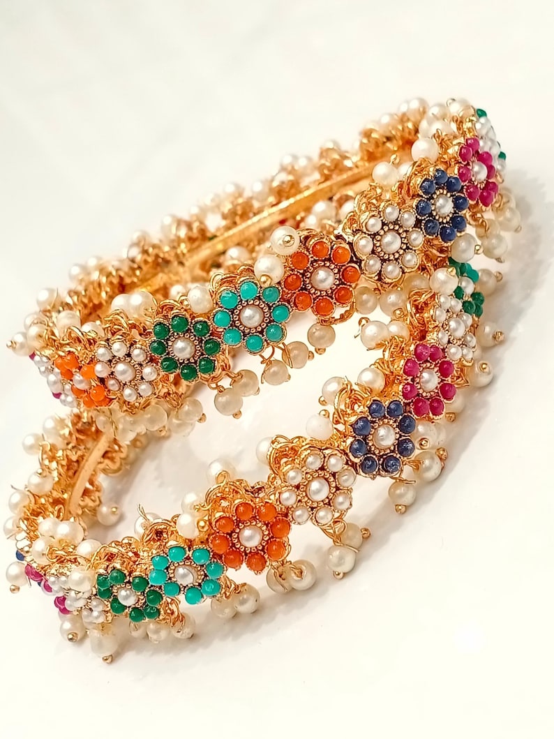 Nauratan Bangles Pair: Indian Bridal Jewelry Wedding Set - Etsy