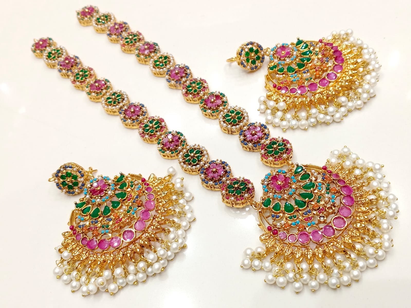 Nauratan Mala Set Gold Plated / Indian Pakistani Shaadi - Etsy
