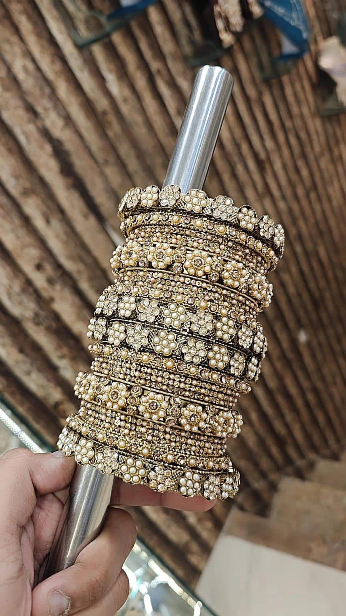 Bronze Bangle Set | Indian Pakistani Bridal Jewelry | Pearl and Stone ...