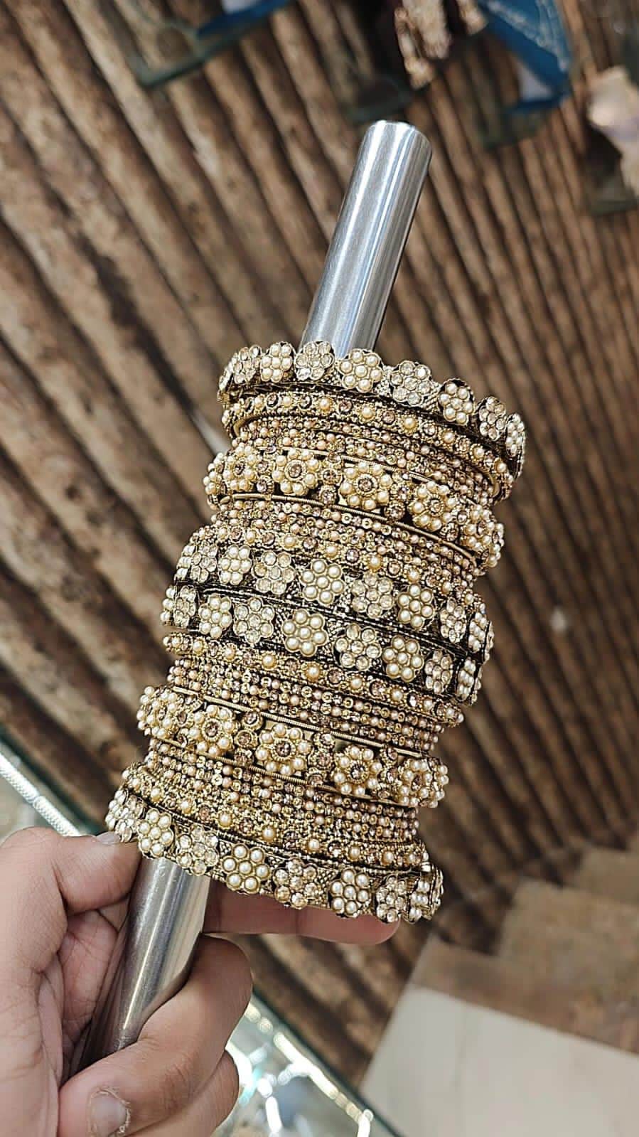 Bronze Bangle Set | Indian Pakistani Bridal Jewelry | Pearl and Stone ...