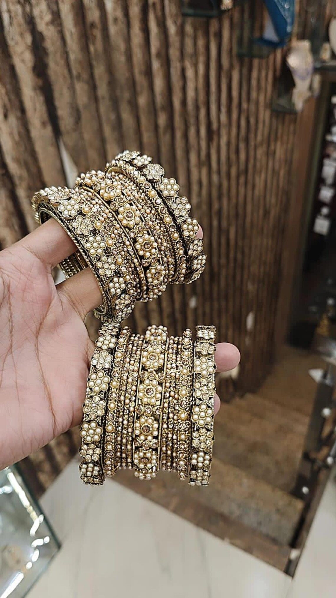 Bronze Bangle Set | Indian Pakistani Bridal Jewelry | Pearl and Stone ...