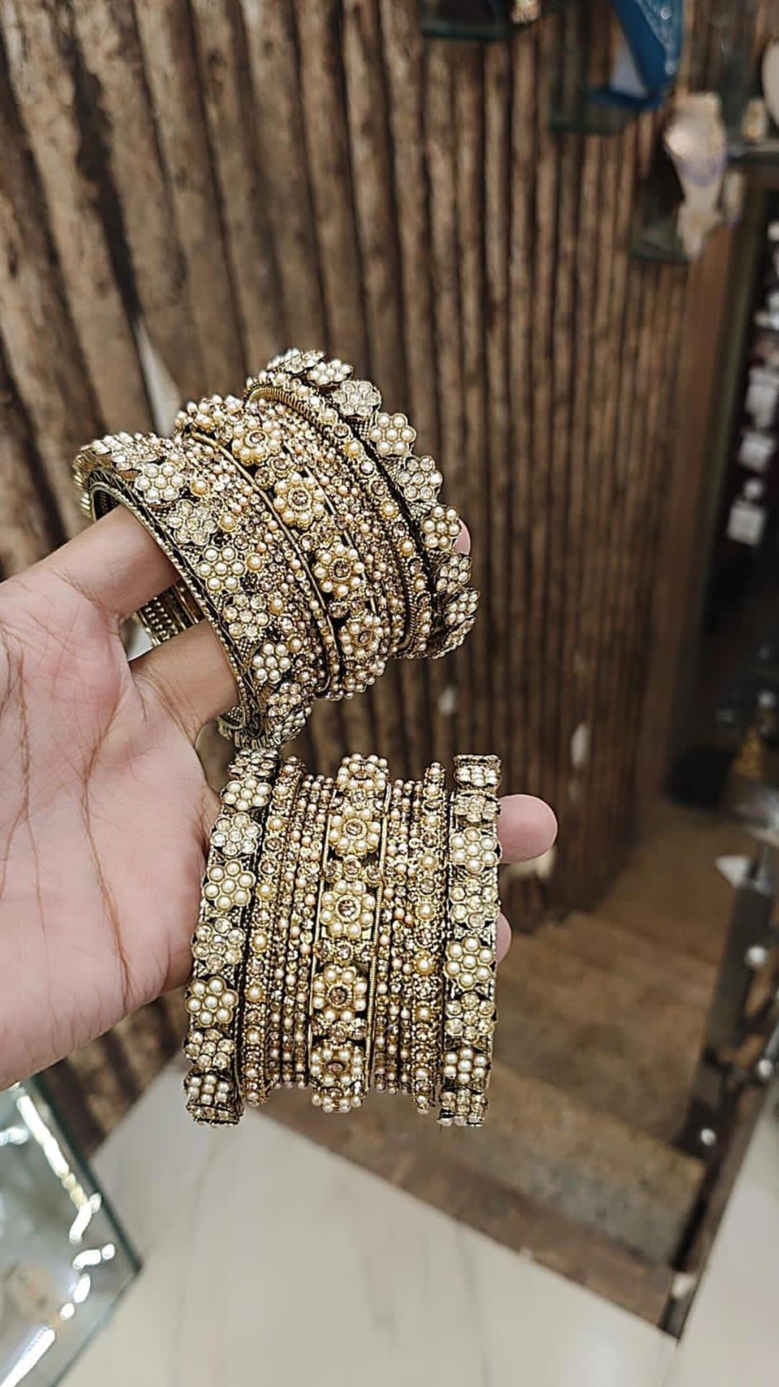 Bronze Bangle Set | Indian Pakistani Bridal Jewelry | Pearl and Stone ...