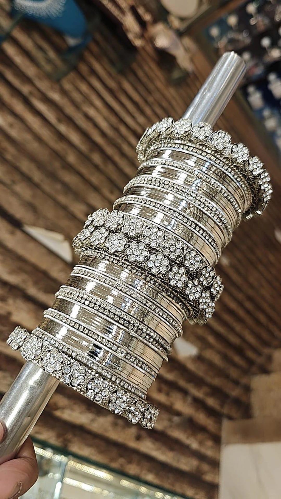 Bangles Set in Silver / Indian Pakistani Bridal Shaadi Jewelry Wedding ...